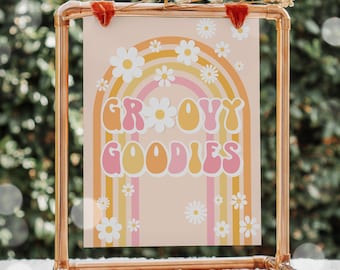 Groovy Favors Sign 70's Birthday Party Table Decor One Two Groovy Party ...