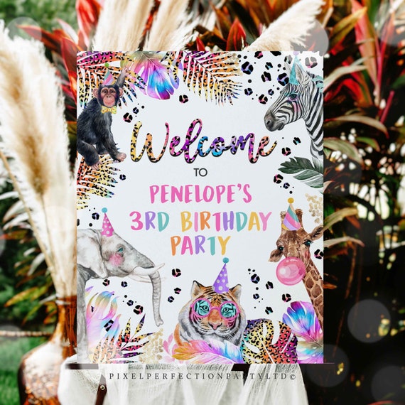 Editable Safari Animals Welcome Sign Safari Welcome Sign Rainbow Safari ...