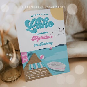 Editable Lake Birthday Party Invitation Boat Lake Birthday - Etsy