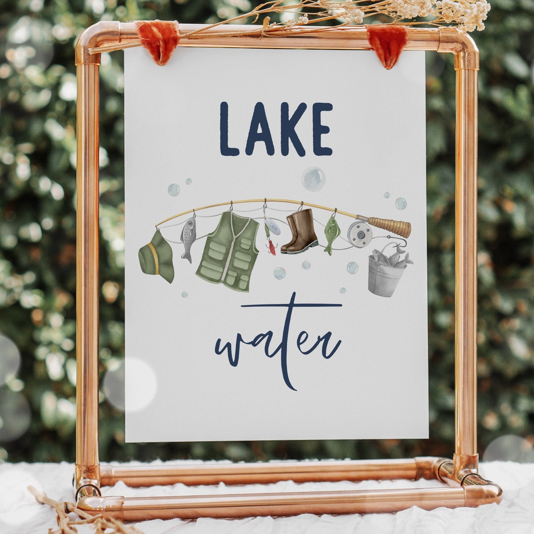 Lake Water Fishing Birthday Party Table Sign O-fish-ally One Boy ...