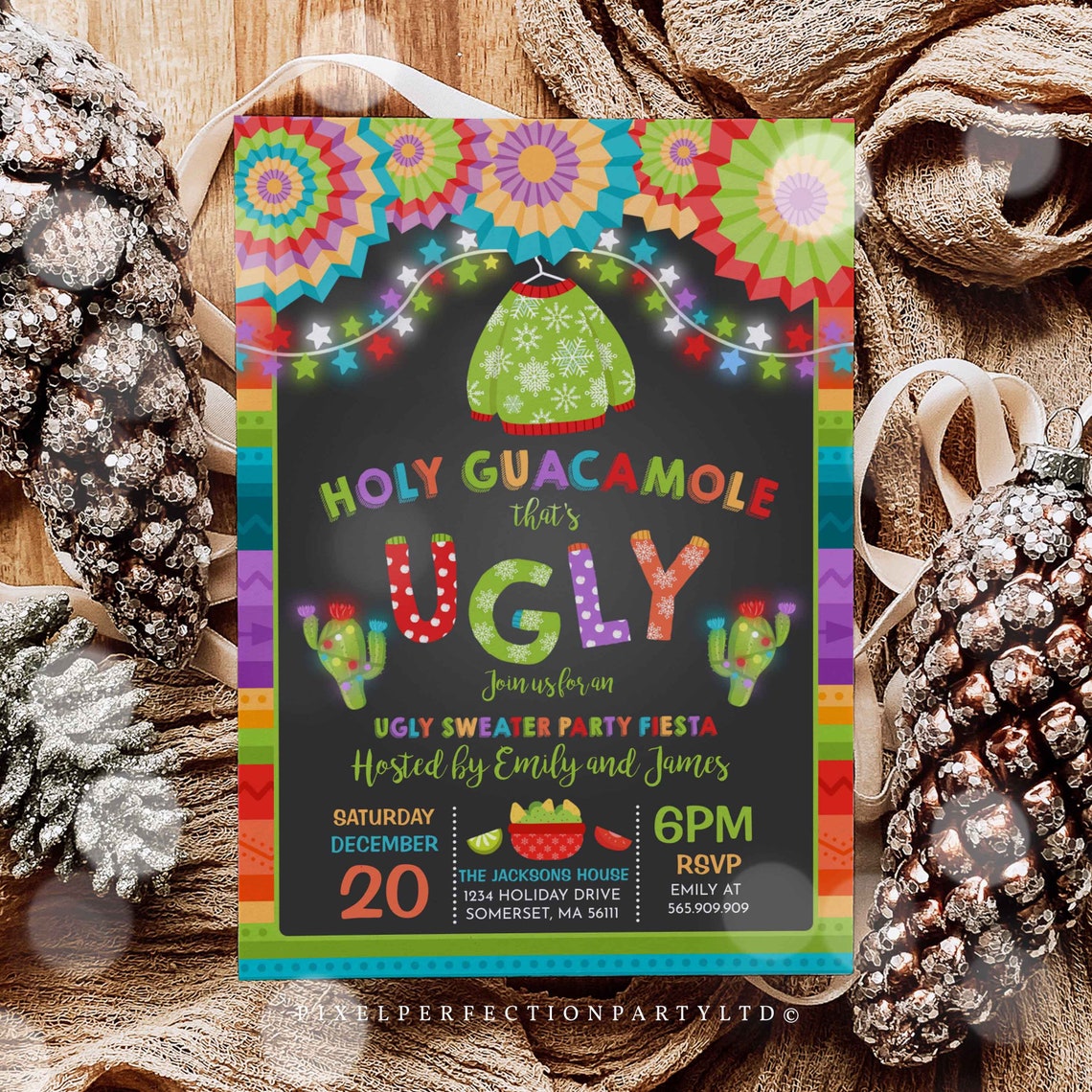 Editable Ugly Sweater Party Invitation Taco Bout Ugly Holiday - Etsy