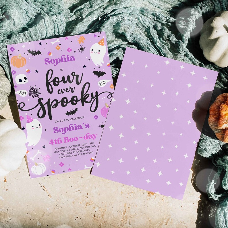 Editable Four Ever Spooky Halloween Ghost 4th Birthday Party - Etsy