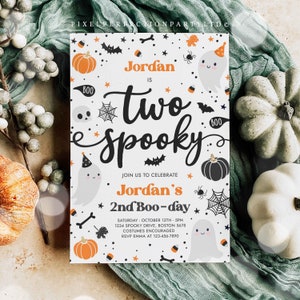 Editable Two Spooky Halloween Ghost 2nd Birthday Party - Etsy