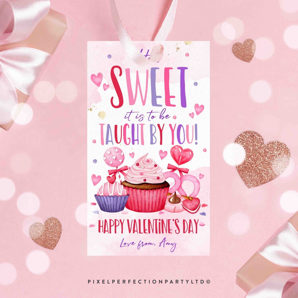 Editable Teachers Valentine's Day Apprication Gift Tag - Etsy