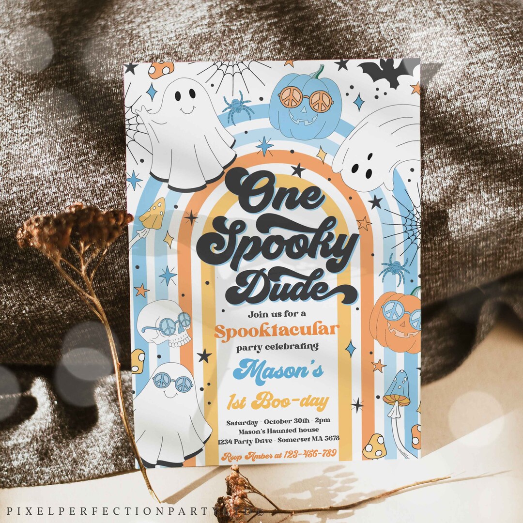 Editable One Spooky Dude Halloween Ghost 1st Birthday - Etsy