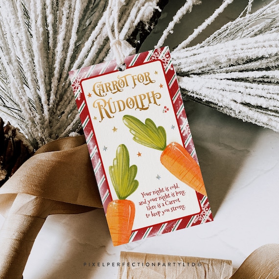 EDITABLE Carrot For Rudolph Tag Carrot For Reindeer Tag Food For ...