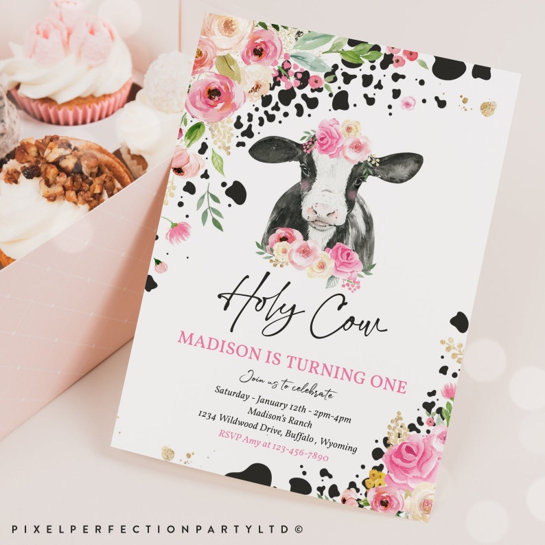 Editable Cow Birthday Party Invitation Bundle Cow Birthday - Etsy UK