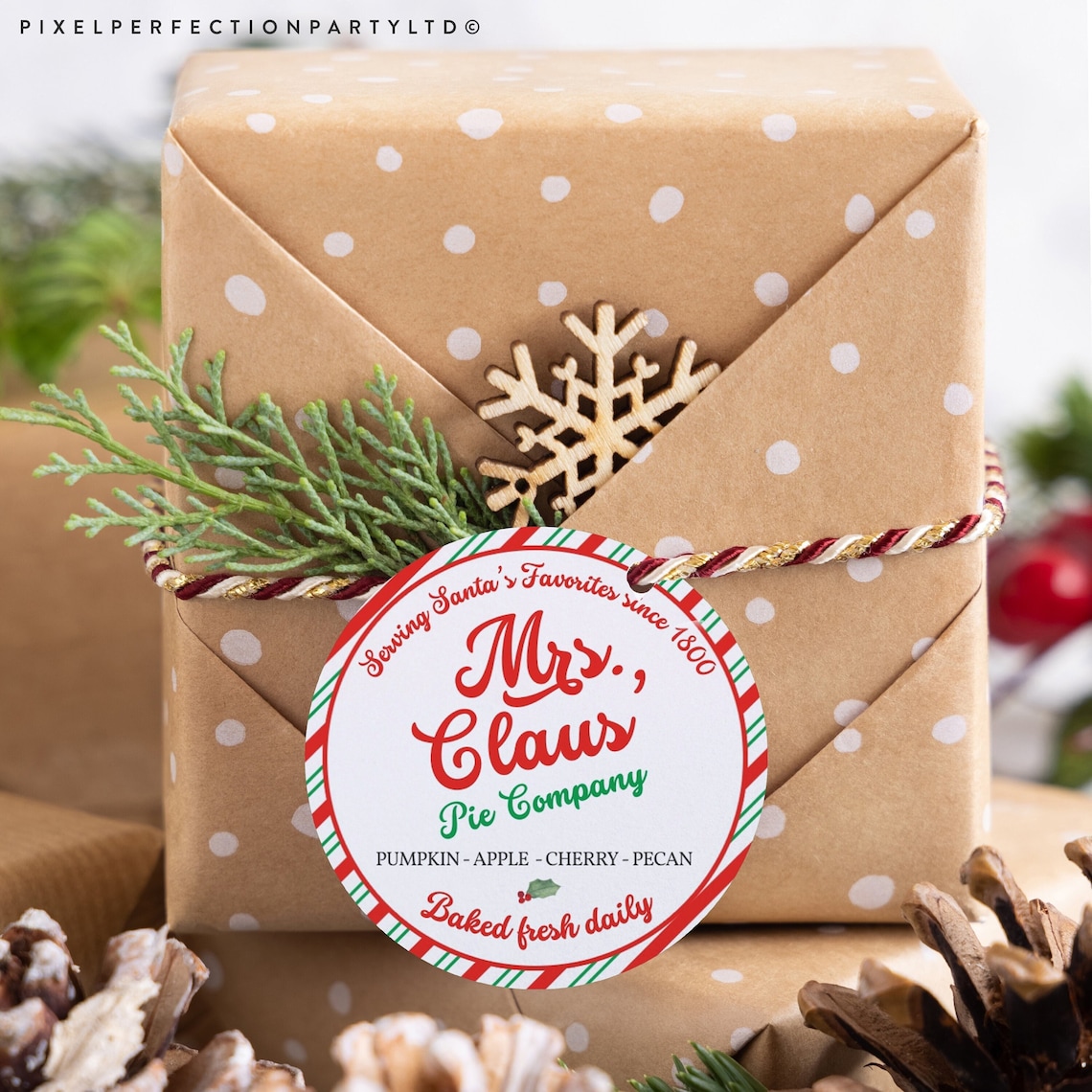 EDITABLE Mrs Claus' Pie Company Sticker Tag Mrs Claus' - Etsy UK