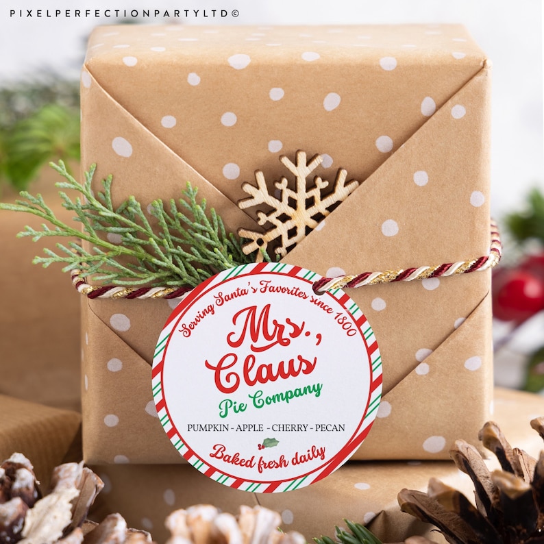 EDITABLE Mrs Claus' Pie Company Sticker Tag Mrs Claus' - Etsy UK