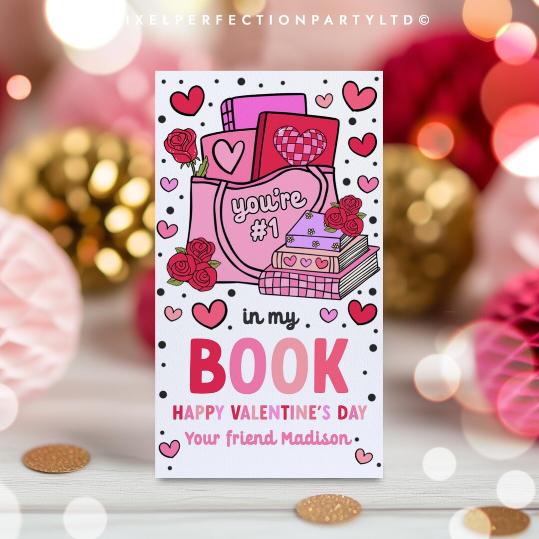 Editable Book Valentine's Day Gift Tag You're #1 in My Book Valentine's ...