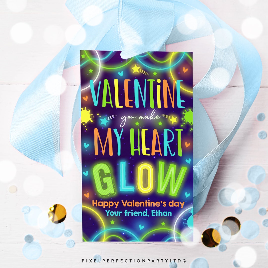 Editable You Make My Heart Glow Valentine Glow Stick Gift Tag - Etsy