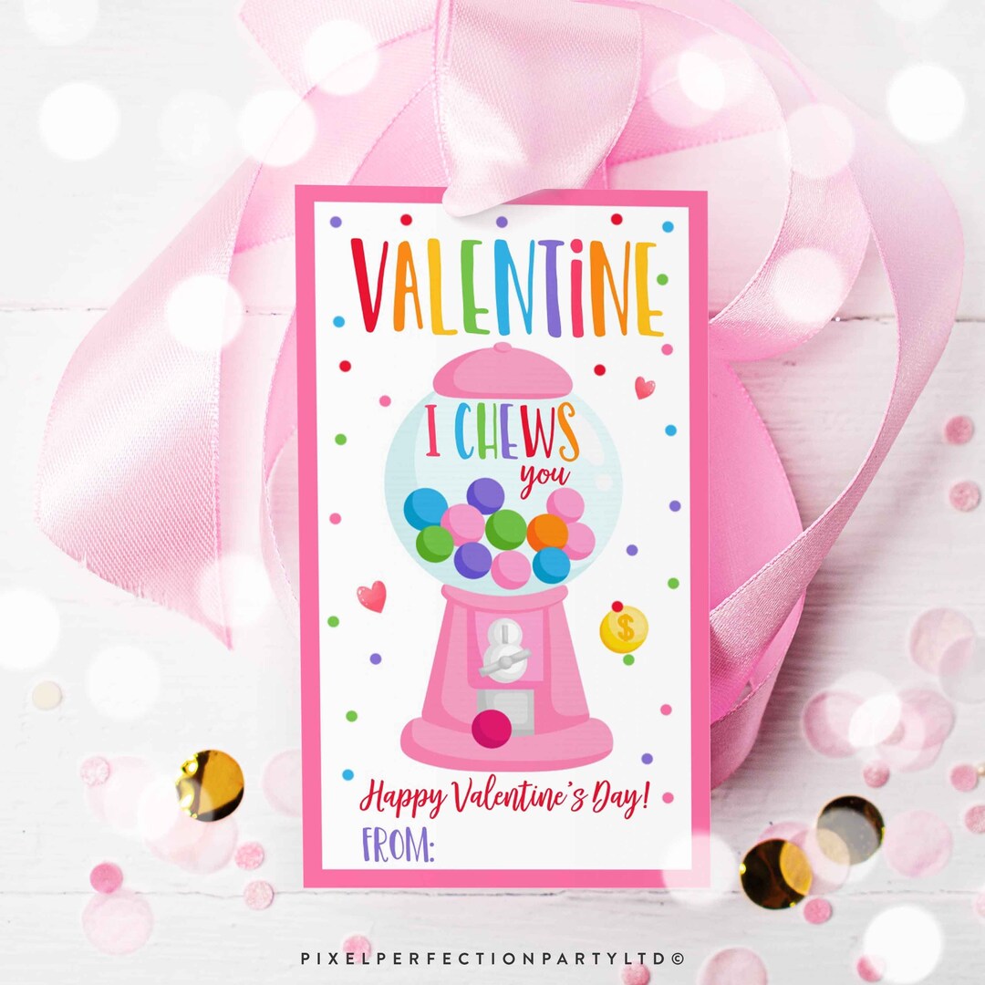 Editable Bubble Gum Valentine's Day Gift Tag Valentine I - Etsy