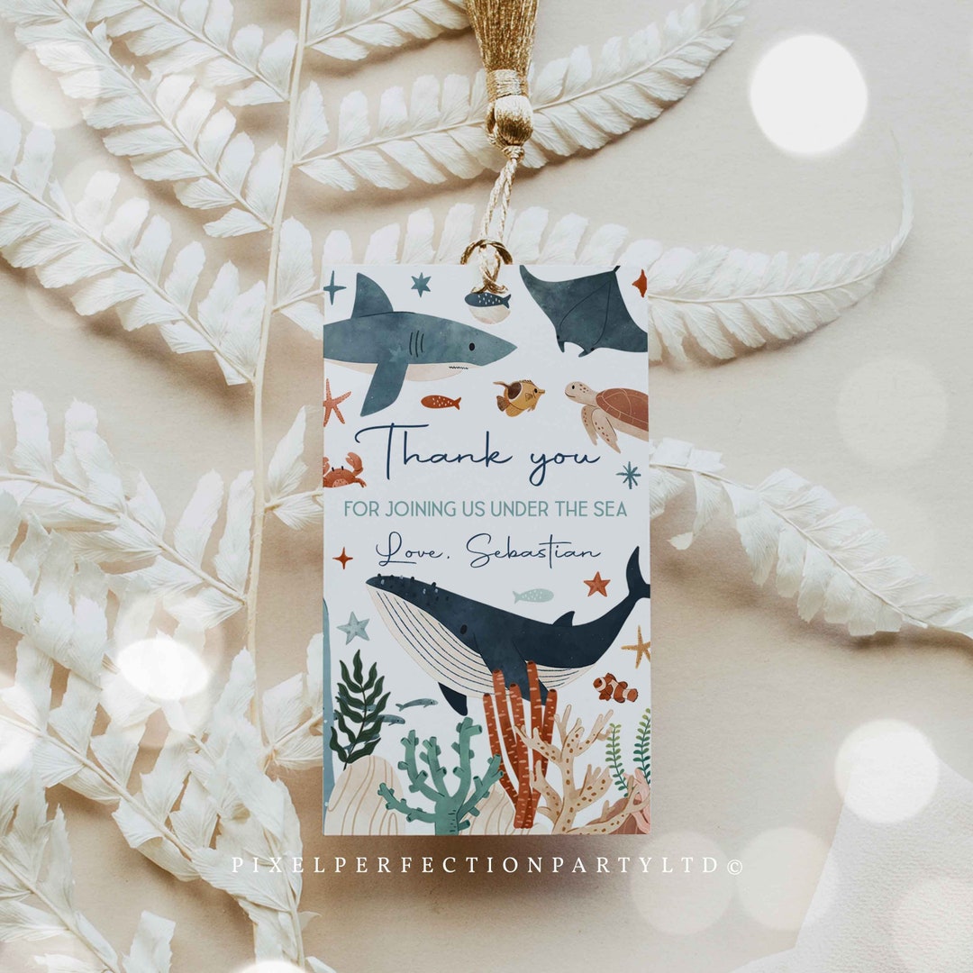 Editable Under the Sea Birthday Party Luggage Favor Tags Whale Turtle ...