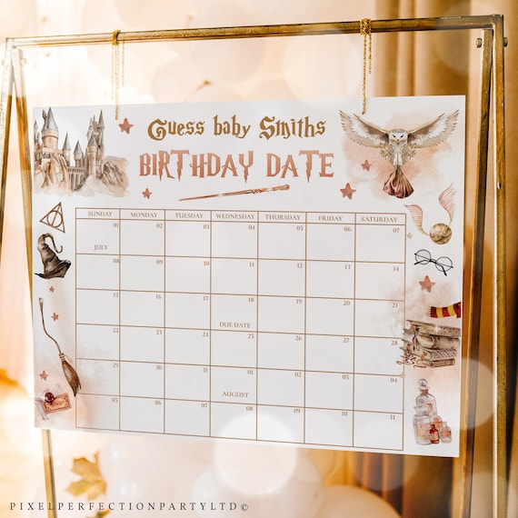 Editable Wizard Baby Shower Due Date Calendar Game A Magical Bundle Is ...