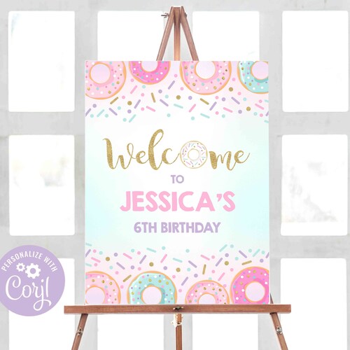 Editable Donut Welcome Sign Girl Donut Party Table Sign Donut - Etsy UK