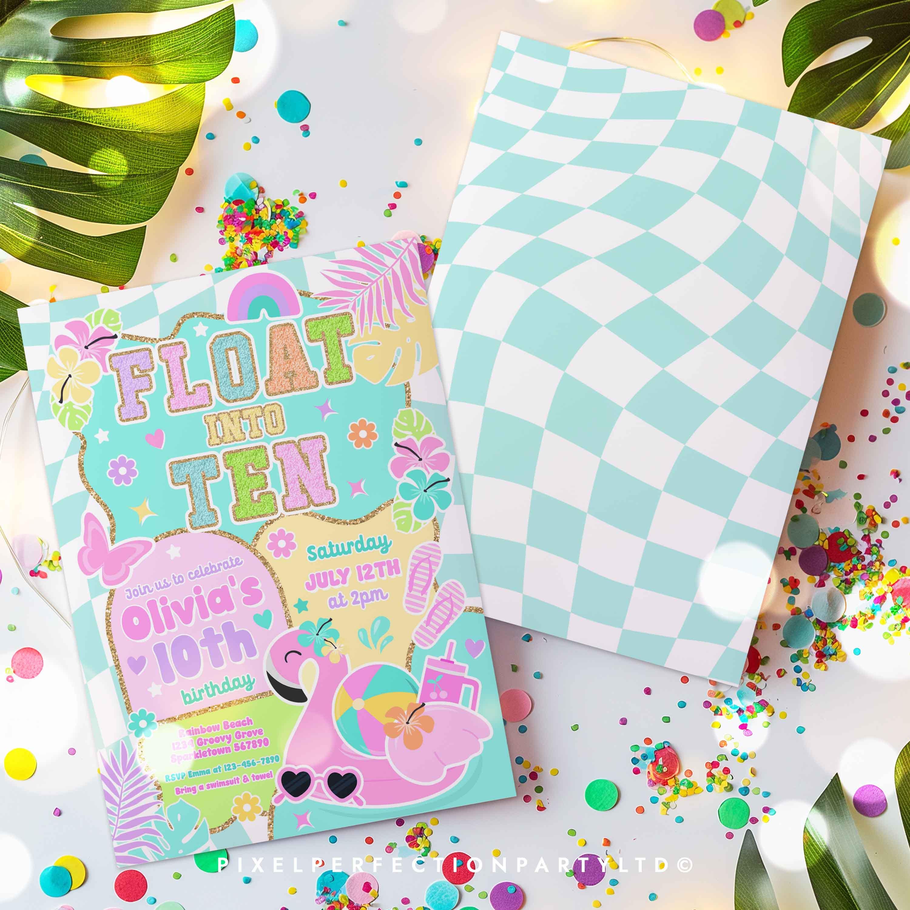 Editable Preppy 10th Birthday Pool Party Invitation Varsity Girl ...