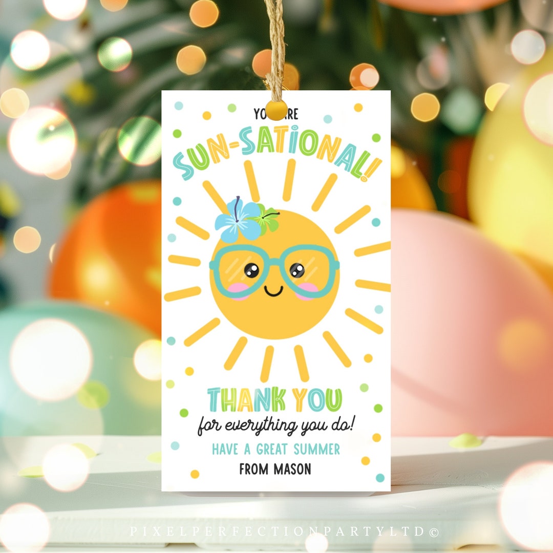 Editable Sunshine Teacher Appreciation You Are Sun-sational Teacher ...