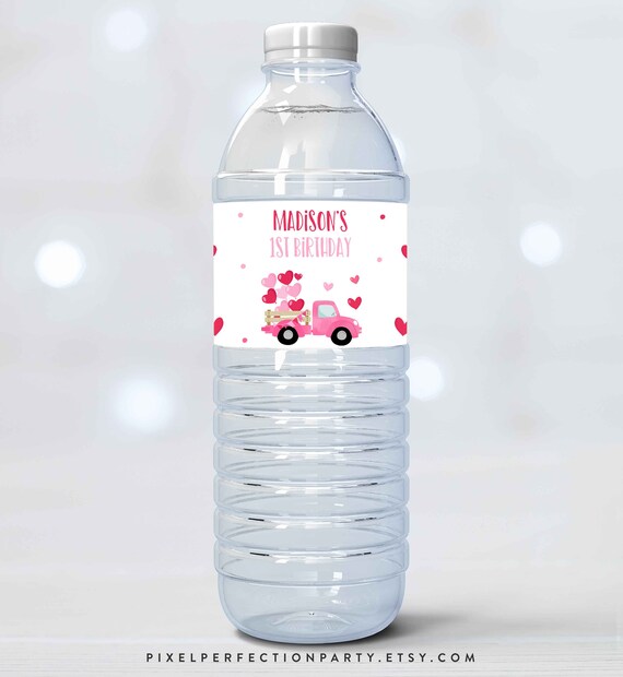 Editable Valentine Birthday Water Bottle labels Valentine Party Truck ...