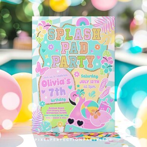 Editable Splash Pad Party Preppy Pool Party Invitation Varsity Fashion ...