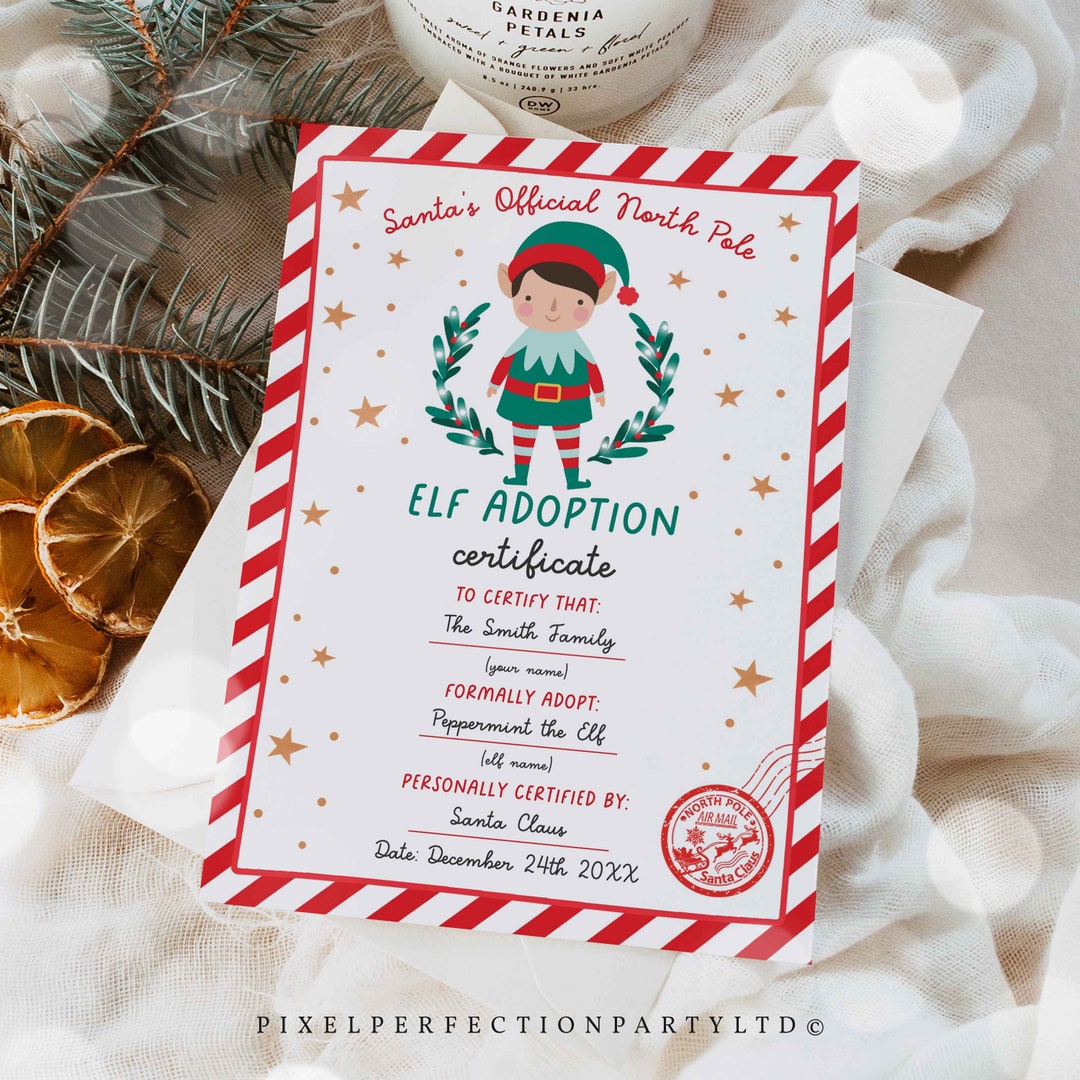 Editable Elf Adoption Certificate Adopt Your Elf Certificate Adoption ...