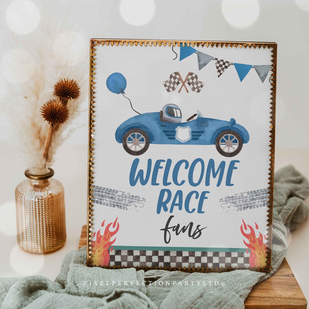 Welcome Race Fans Party Sign Race Car 2nd Birthdaygrowing up Two Fast ...