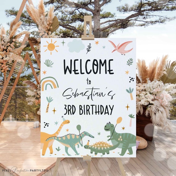 Editable Dinosaur Birthday Party Welcome Sign Dinosaur Welcome Party ...