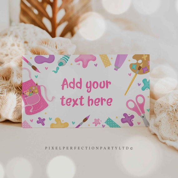 Editable Art Birthday Party Folded Tent Cards Painting Party Birthday ...