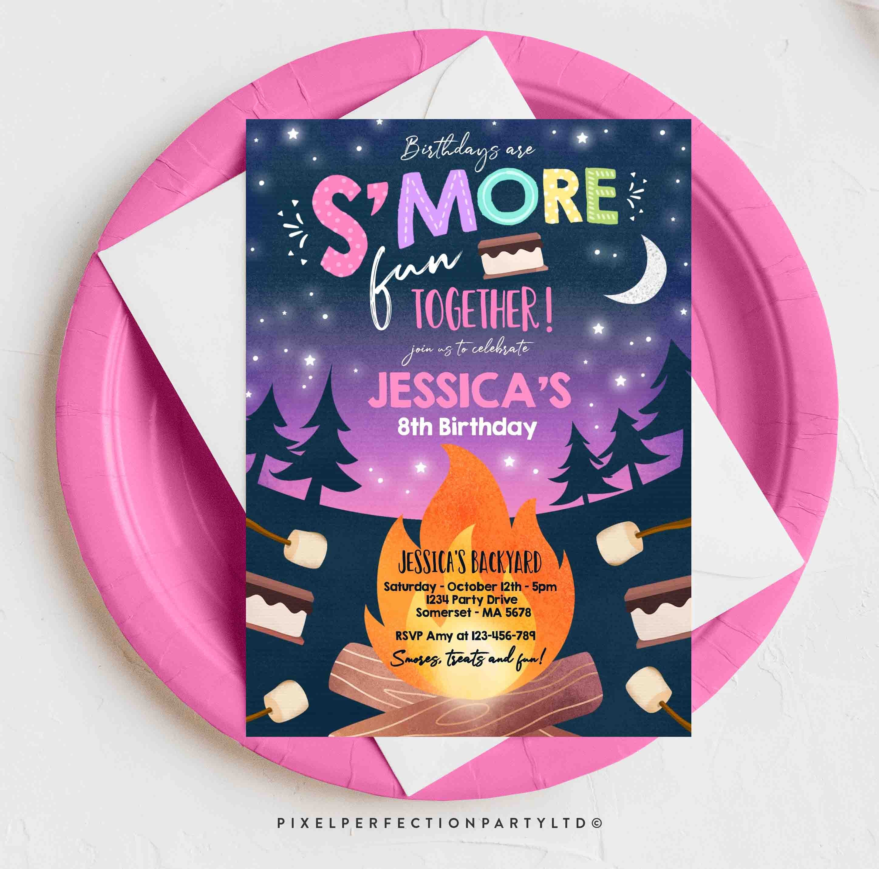 EDITABLE S'mores Birthday Invitation S'mores Bonfire | Etsy