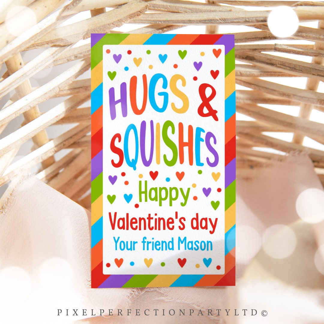 Editable Squishy Valentines Gift Tags Hugs and Squishes - Etsy