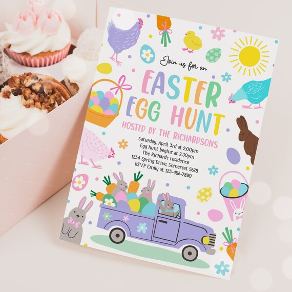 Editable Easter Egg Hunt Invitation Easter Egg Event Party Neighborhood ...
