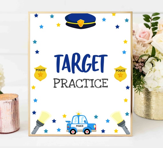 Target Practice Table Sign Police Officer Party Sign Police Station ...
