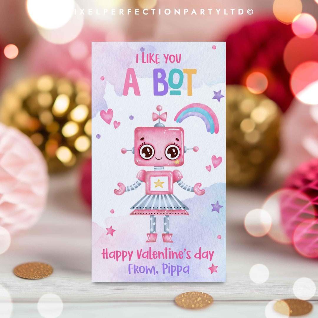 Editable Robot Valentine's Day Gift Tag Valentine Robot I Like You A ...