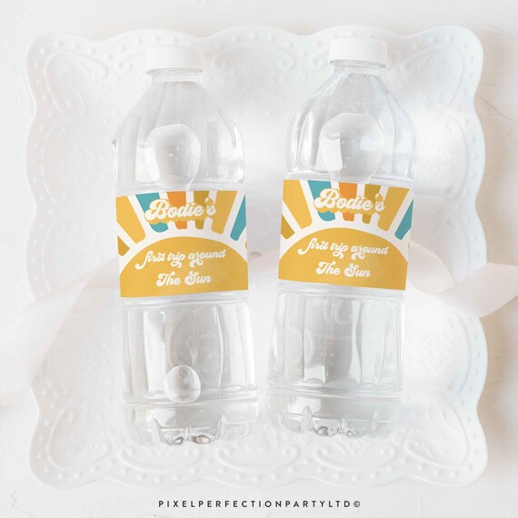 Editable Sunshine Birthday Party Water Bottle Labels Here Come The Sun ...