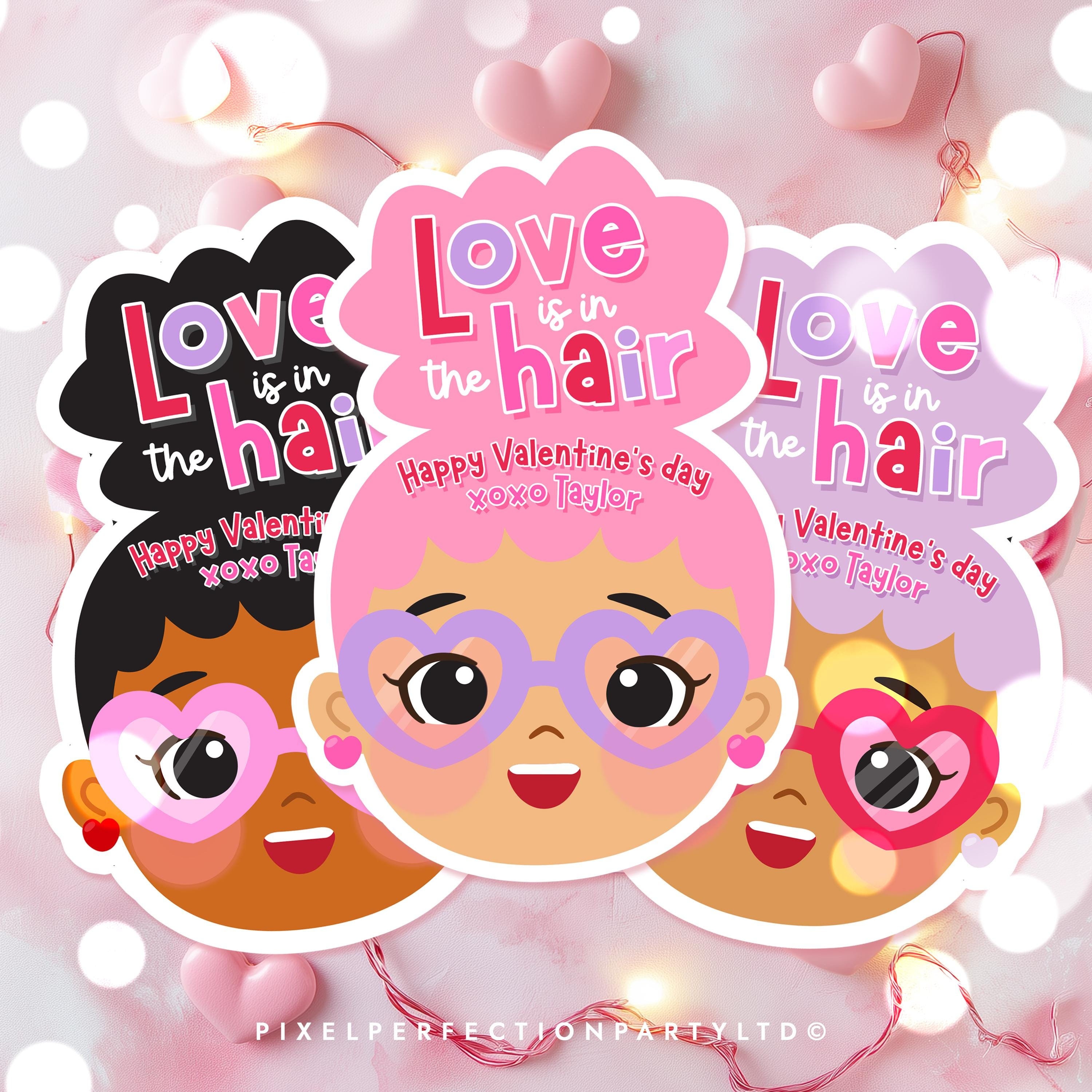 Editable Scrunchie Valentine's Day Card Tag Hair Tie Love is in the Air ...