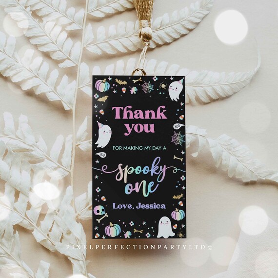 Editable Pastel Halloween Favor Tags Pink Ghost Spooky Luggage Gift ...