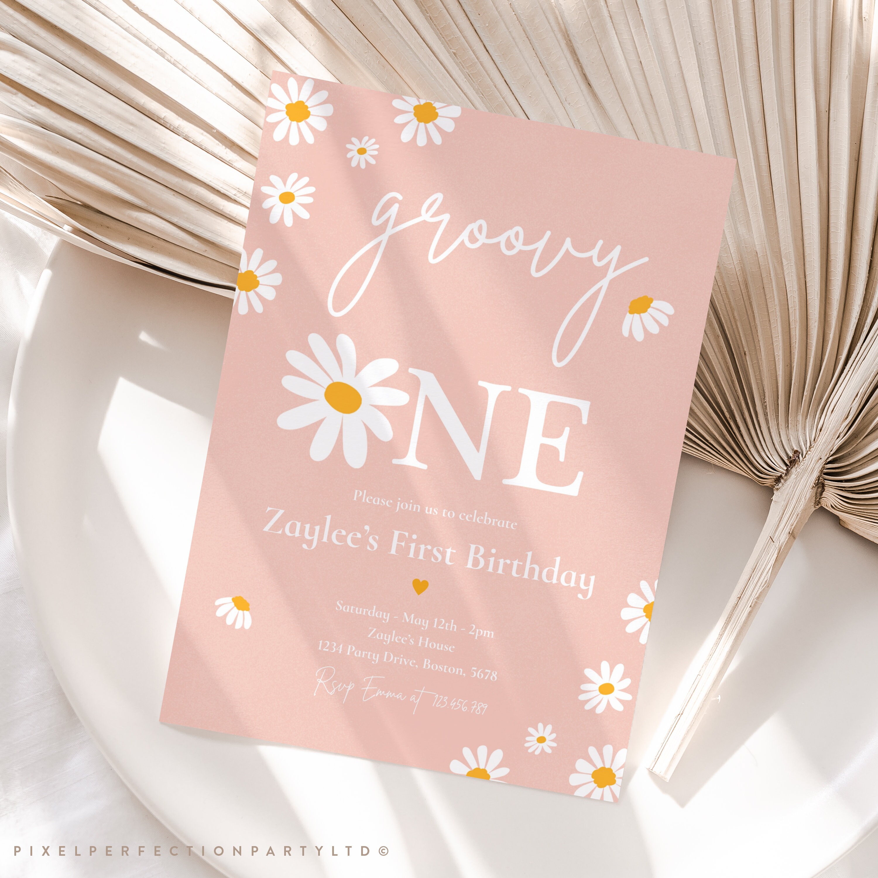 Editable Daisy Birthday Party Invitation Boho Daisy Groovy One | Etsy