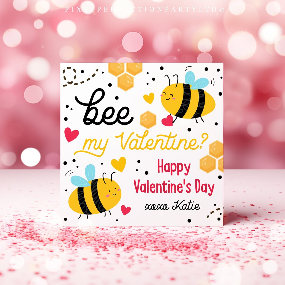 Editable Bee Valentine's Day Gift Tag Bee My Valentine Gift Tag Bumble ...