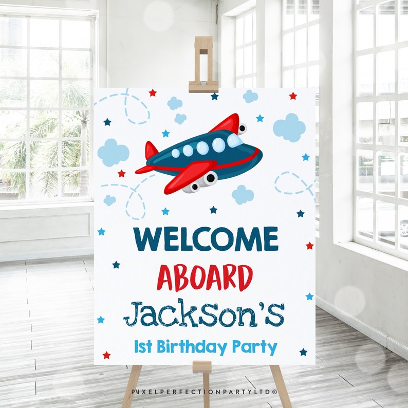 Editable Airplane Welcome Sign Aircraft Birthday Party Welcome - Etsy