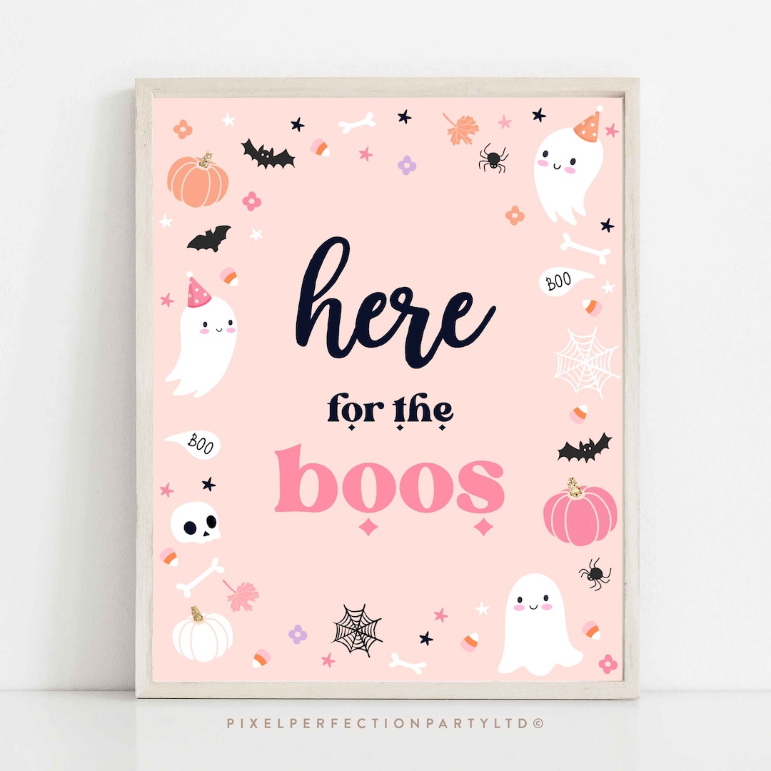 Pink Halloween Ghost Party Sign Pink Ghost Here for the Boos - Etsy