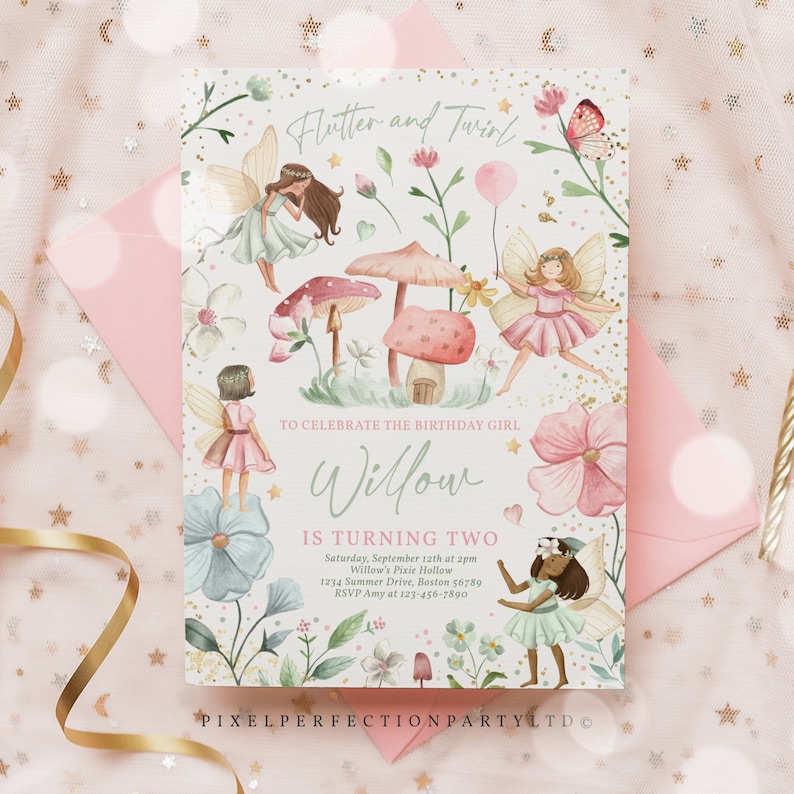 Editable Fairy Birthday Invitation Whimsical Enchanted Pixie - Etsy UK
