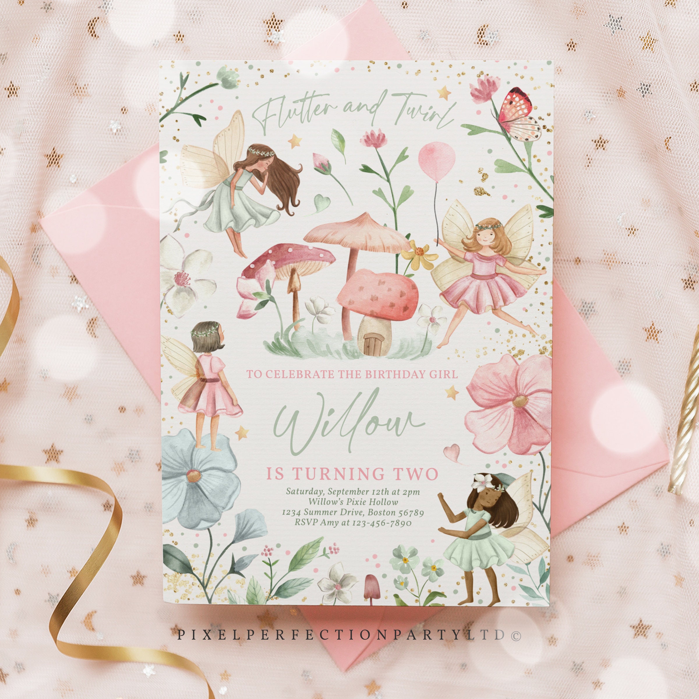Editable Fairy Birthday Invitation Whimsical Enchanted Pixie - Etsy UK