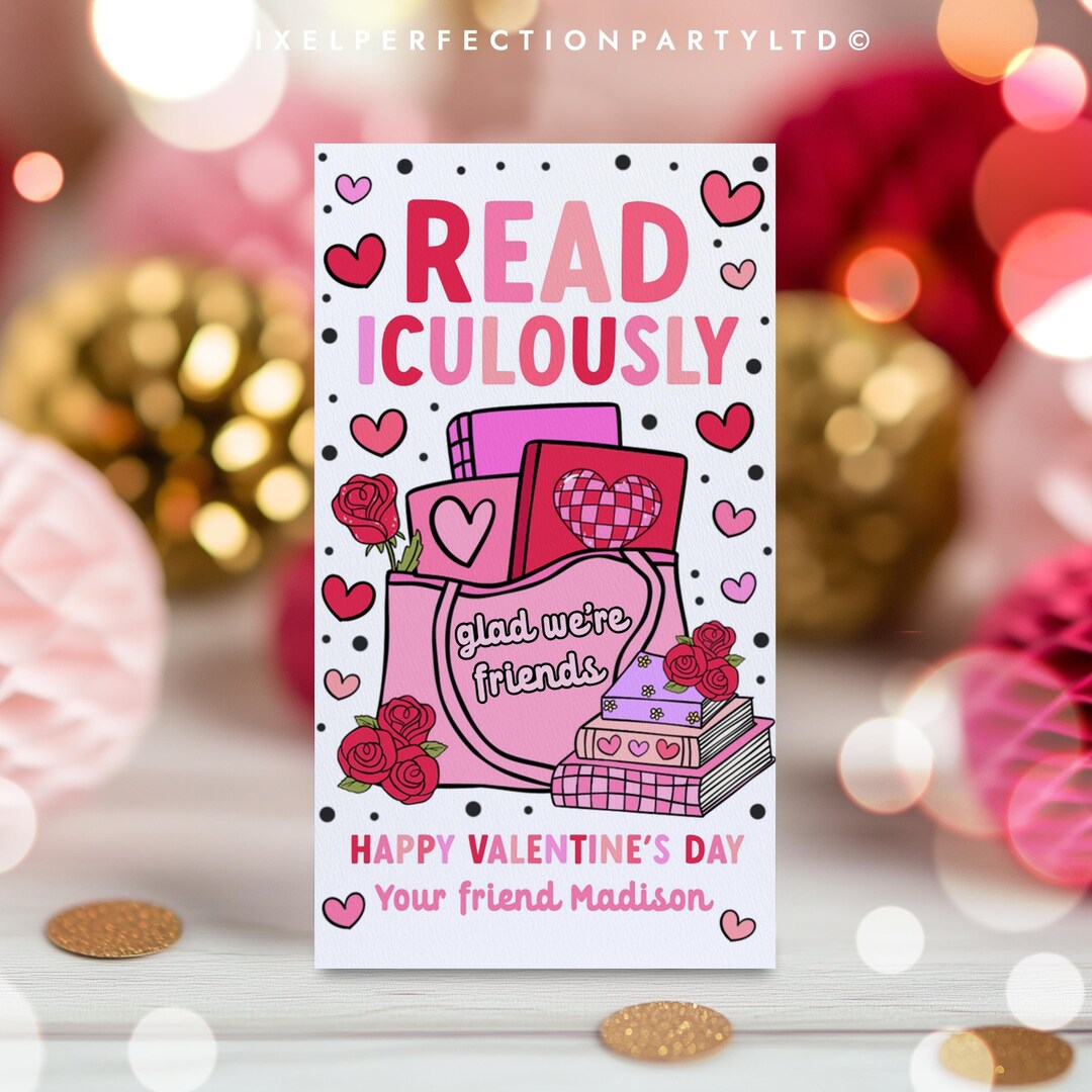 Editable Book Valentine's Day Gift Tag Read-iculously Glad We Are ...
