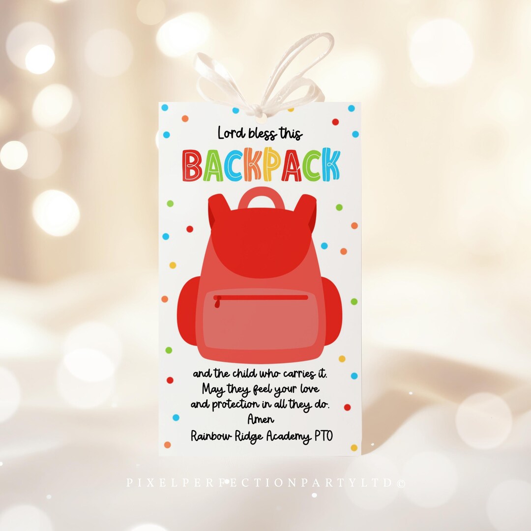 Editable Lord Bless This Backpack Tag Backpack Blessing Back to School ...
