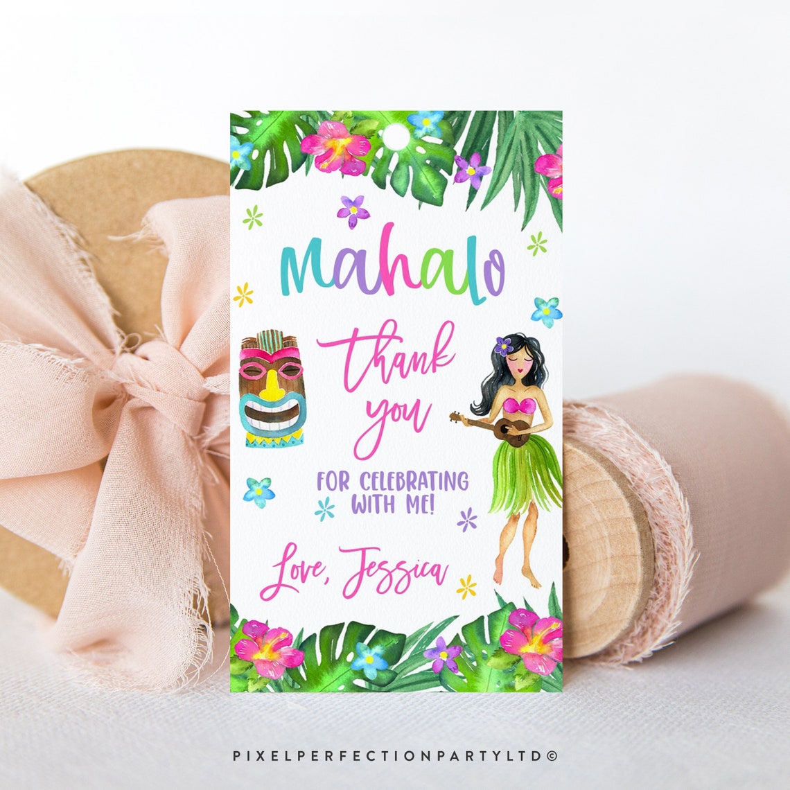 Editable Hawaiian Luau Favor Tag Pineapple Luau Birthday Party | Etsy