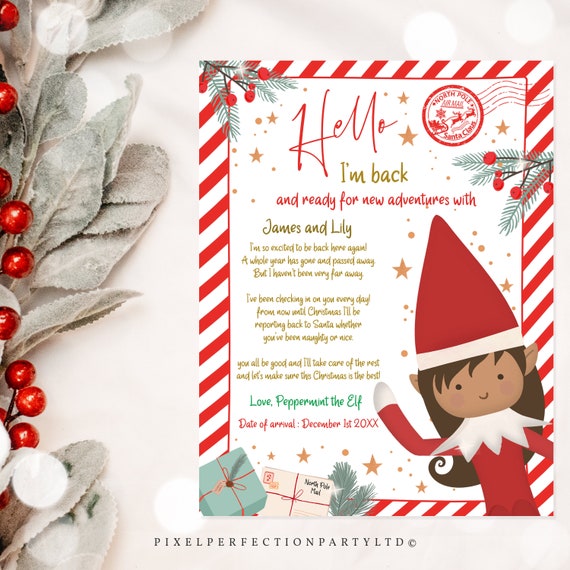 Editable Elf Arrival Letter Elf Return Letter Elf I'm Back Letter ...
