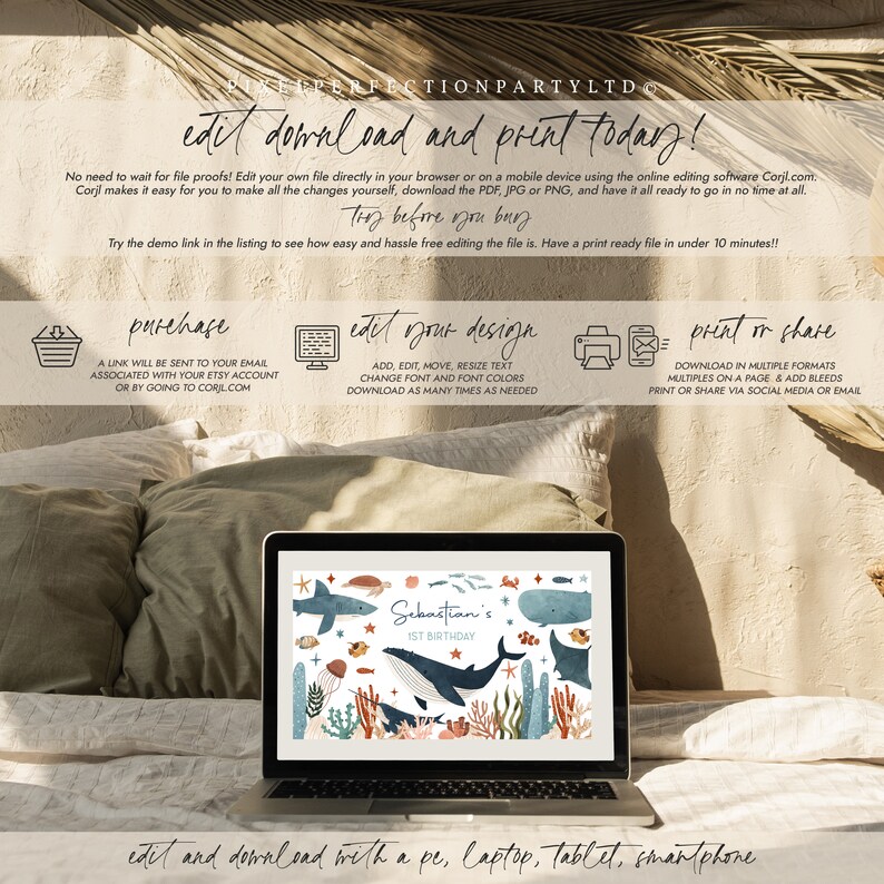 Editable Under the Sea Birthday Party Gable Box Label Whale - Etsy