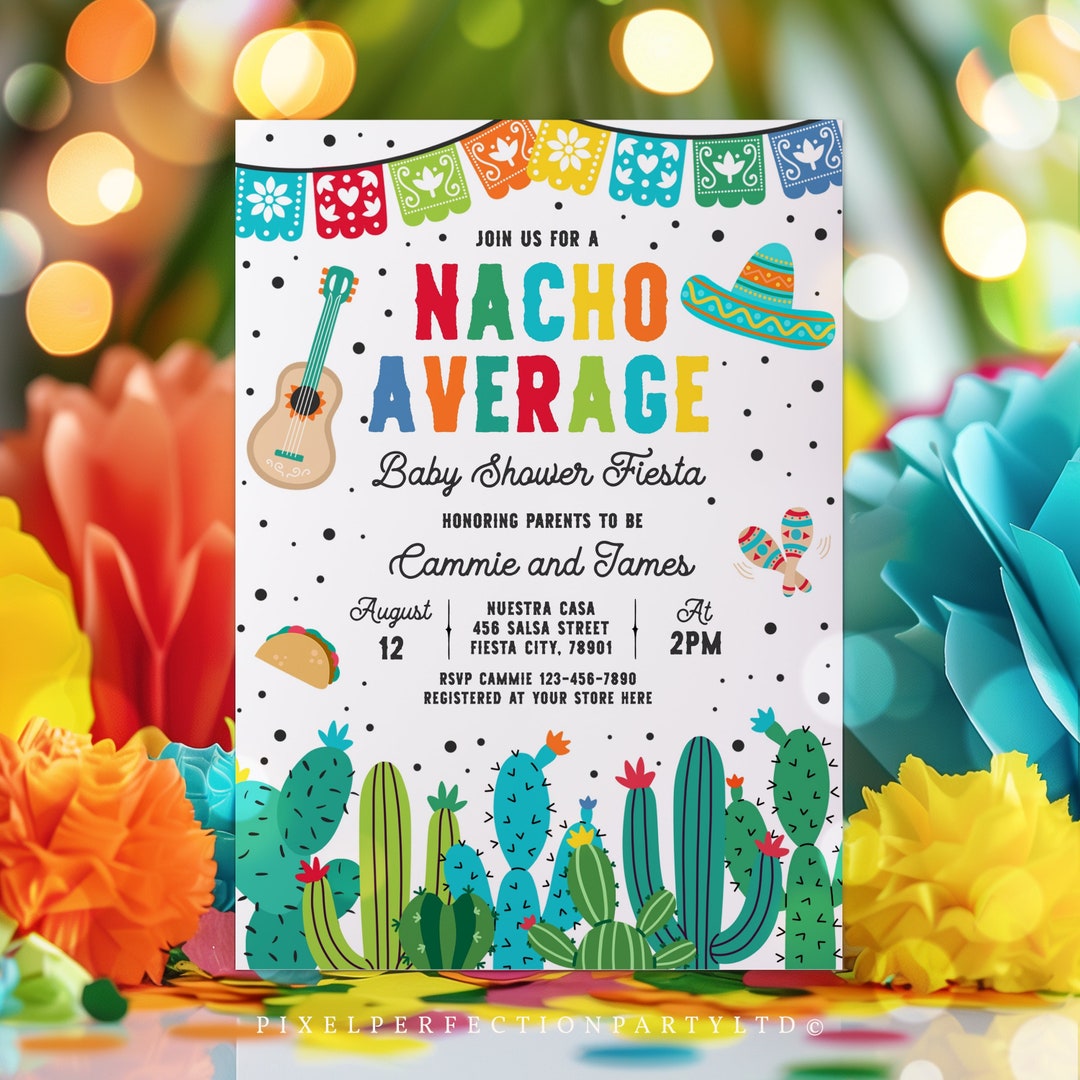 Editable Nacho Average Baby Shower Fiesta Invitation Boy Fiesta Baby ...
