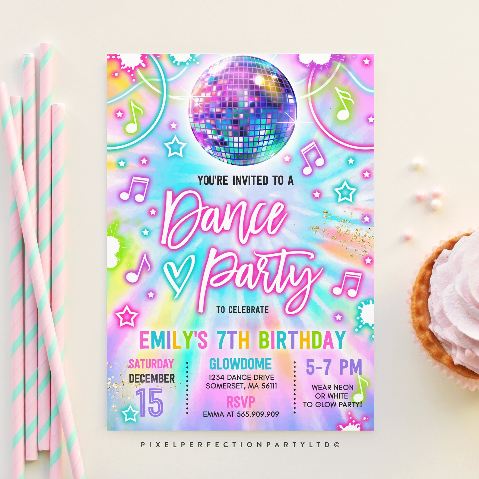 Editable Dance Party Invitation Tie Dye Dance Party Invitation - Etsy