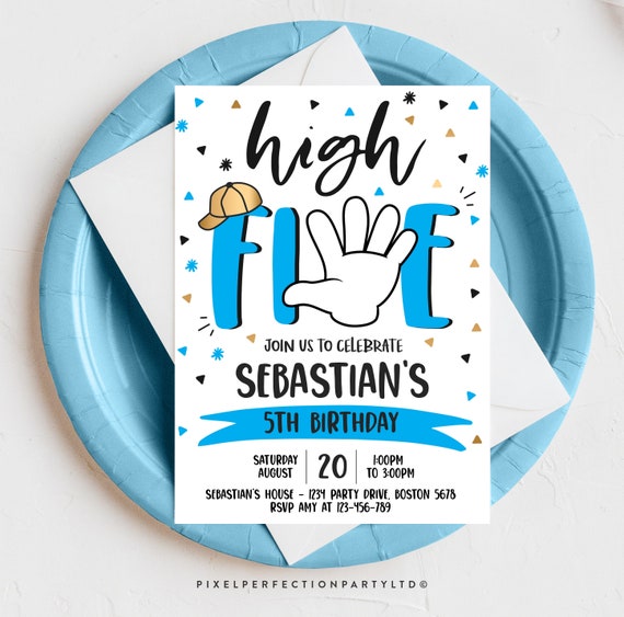 Editable High Five Birthday Party Invitation Hi Five 5th - Etsy