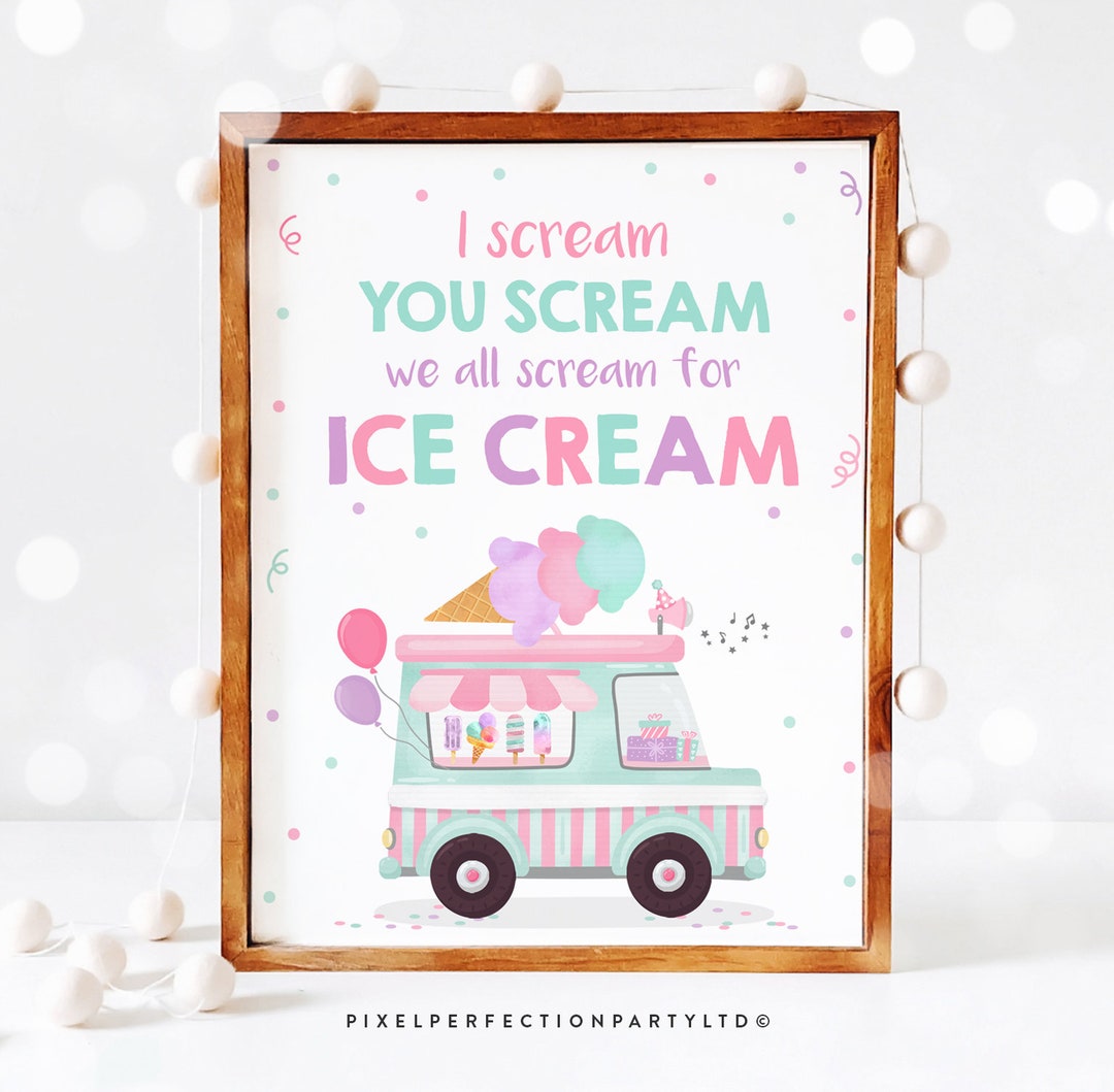 Ice Cream Drive Through Birthday Party Parade Sign Ice Cream Party Sign ...